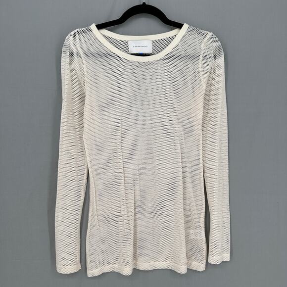 SOLID & STRIPED | Tops | Solid Striped Mesh Top Womens Large Cream Long ...